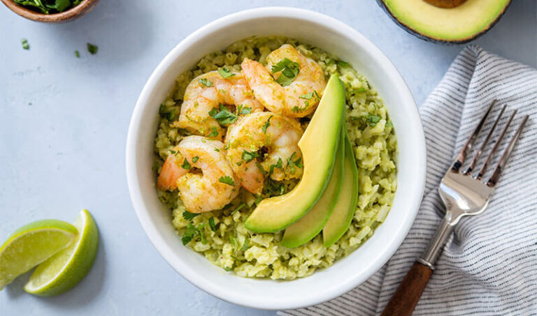 Cumin Lime Shrimp w/ Avocado Cauliflower Risotto Recipe